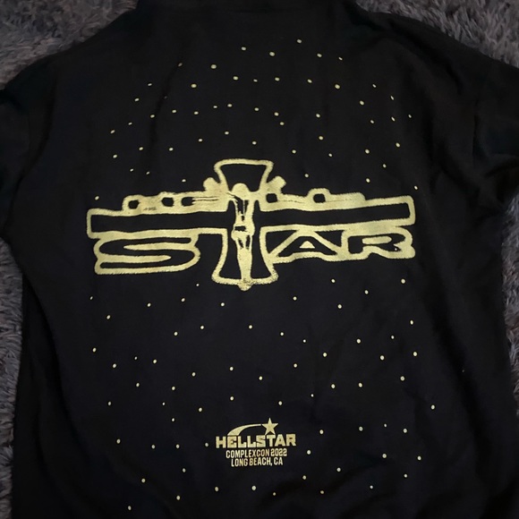 hell star | Sweaters | Hellstar Black Tshirt With Gold Design | Poshmark